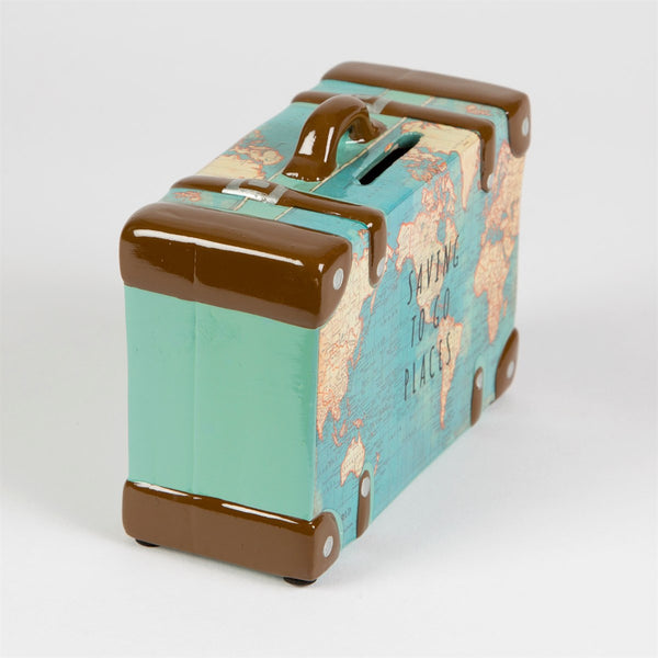 Sass & Belle Money Box - Vintage Map Suitcase - Saving to Go – Unbound